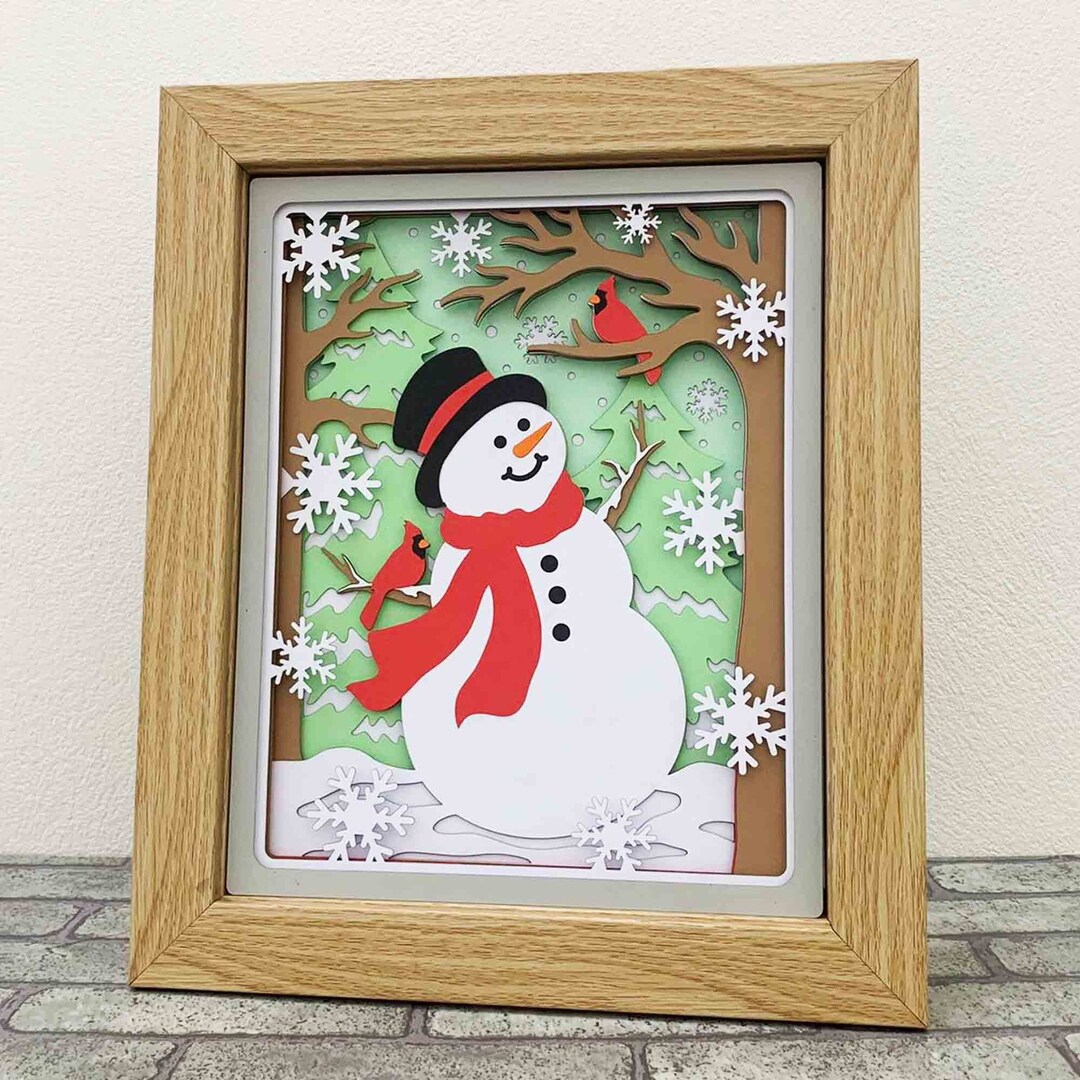 Snowman and Cardinals Shadow Box SVG/ Christmas Home Decor/ Winter ...
