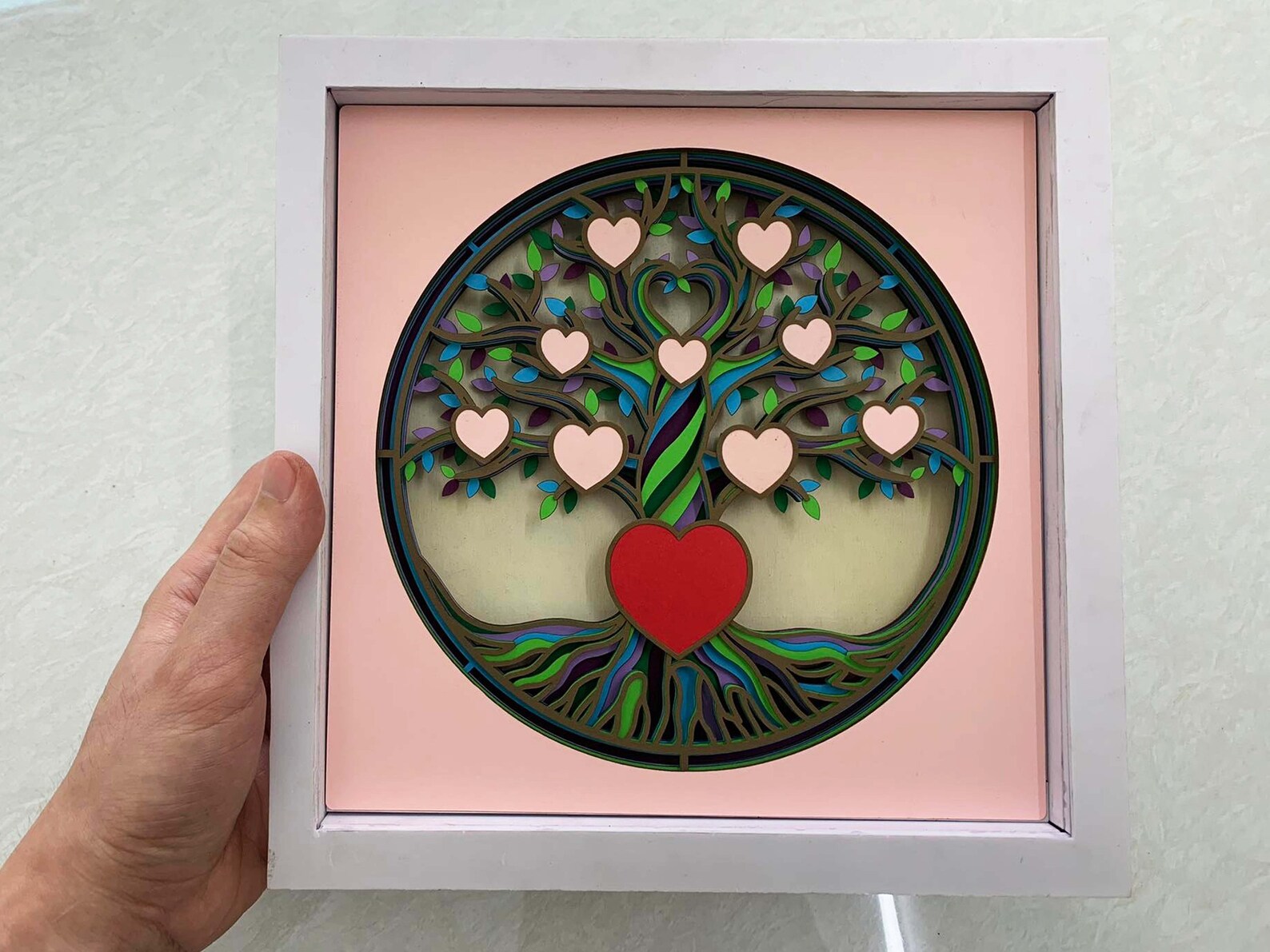 Personalized 3D Family Tree Shadow Box/ Family Tree Mandala - Etsy
