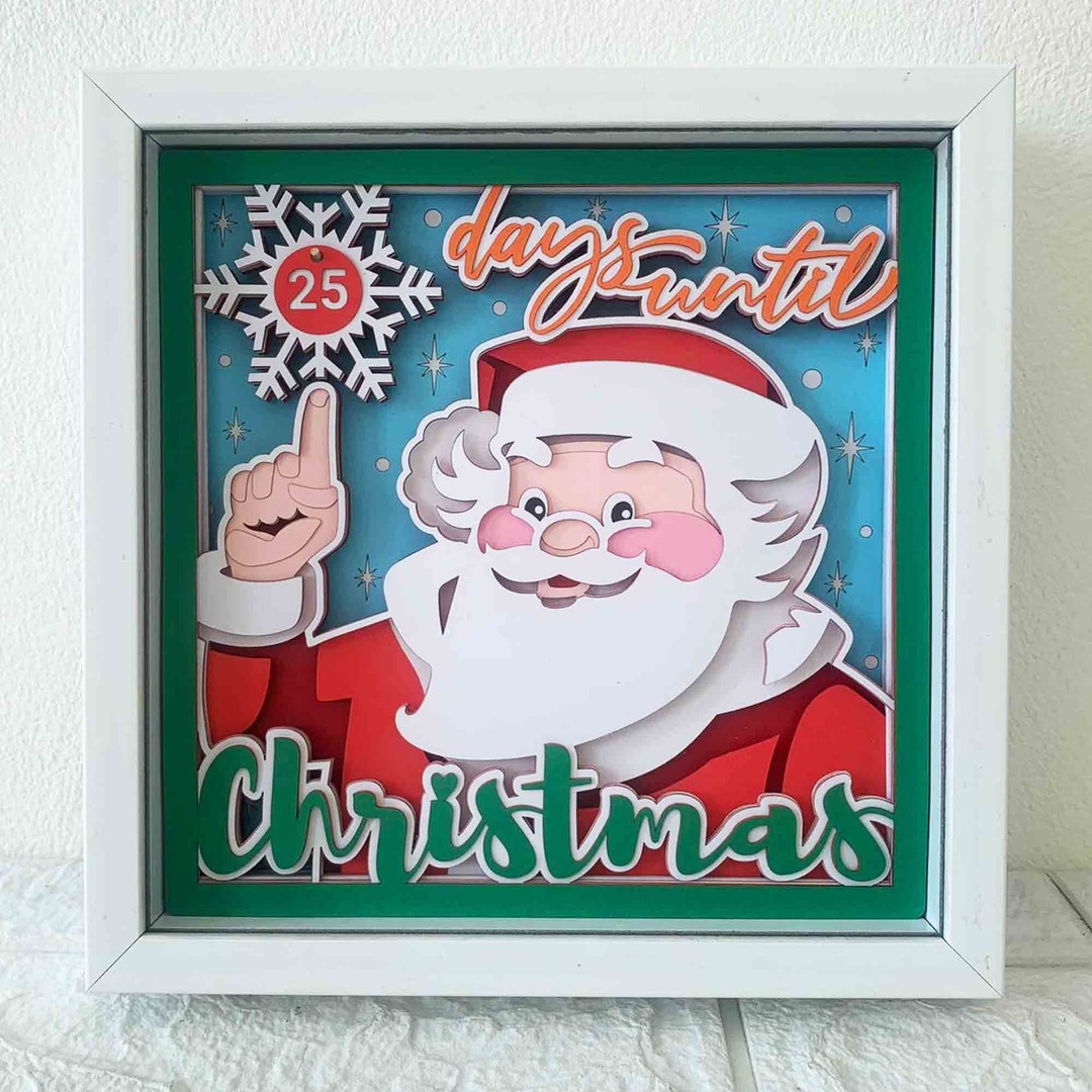 Christmas Countdown Shadow Box SVG/ 3D Santa Countdown to Christmas ...