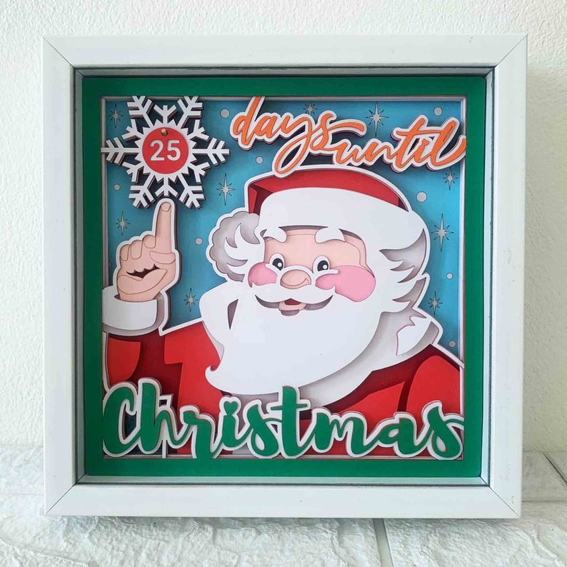 Christmas Countdown Shadow Box SVG/ 3D Santa Countdown to - Etsy