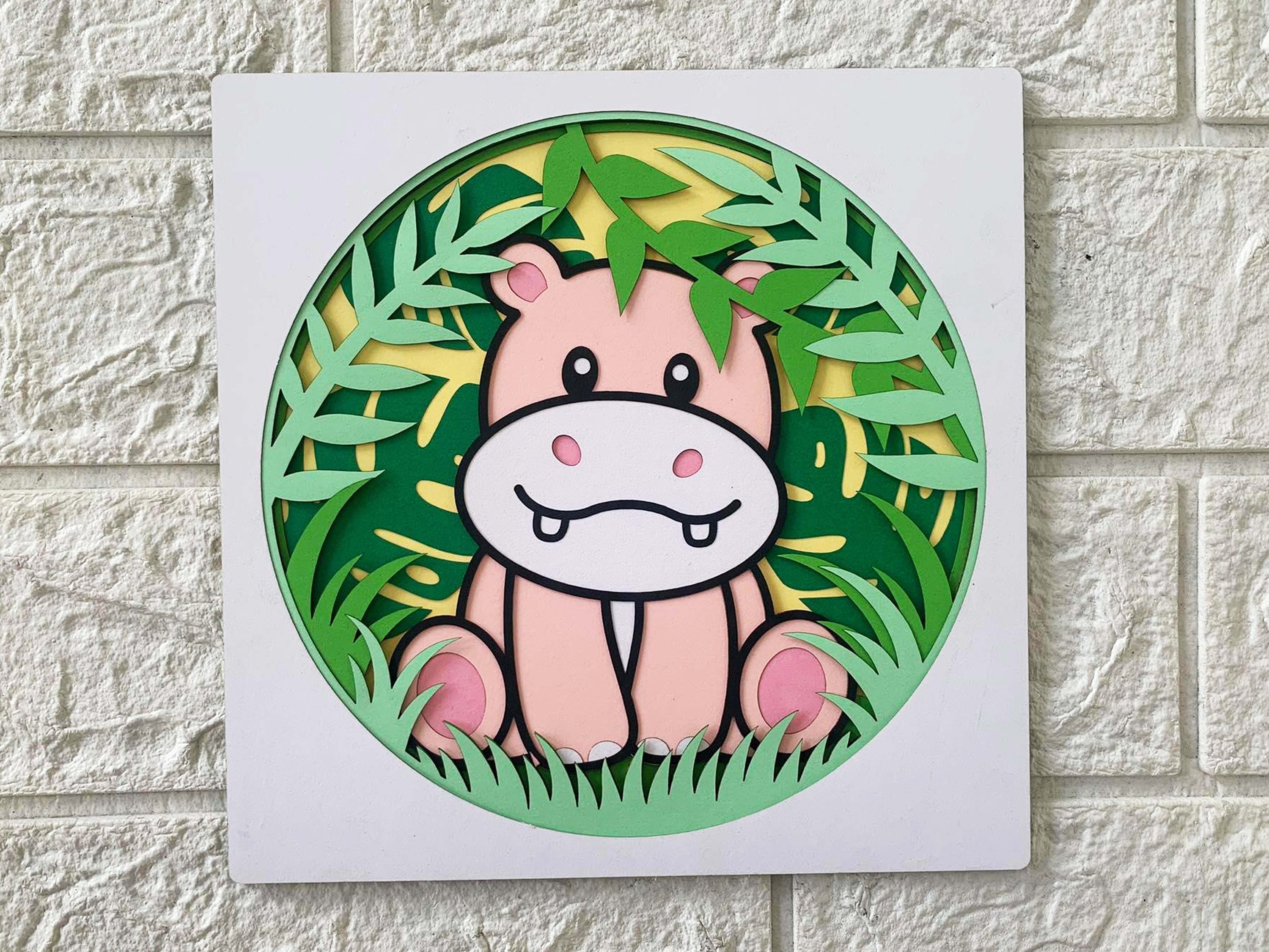 Hippo Shadow Box SVG/ Safari Animal SVG/ Nursery Room Decor/ - Etsy UK