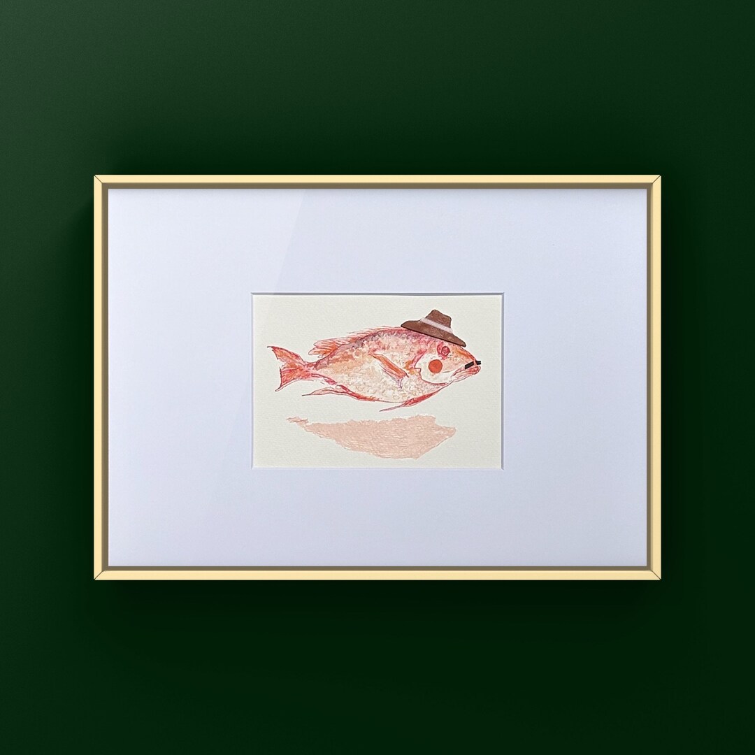 Titled the Dapper Red Snapper Original Work, 5x7 Cold Press Archival ...
