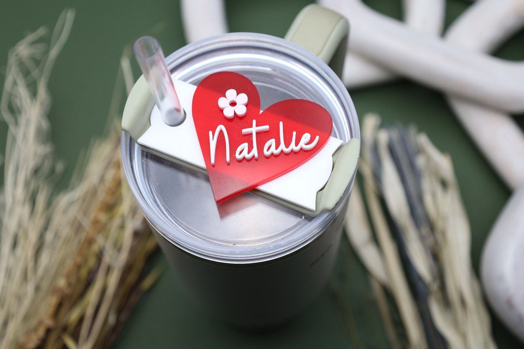 Heart Stanley Topper, Heart Name Tag for Tumbler, Personalized Tumbler ...