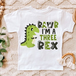 Boy Dinosaur PNG File, Three Rex Boy Birthday, Boy Three Rex Png, Boy ...