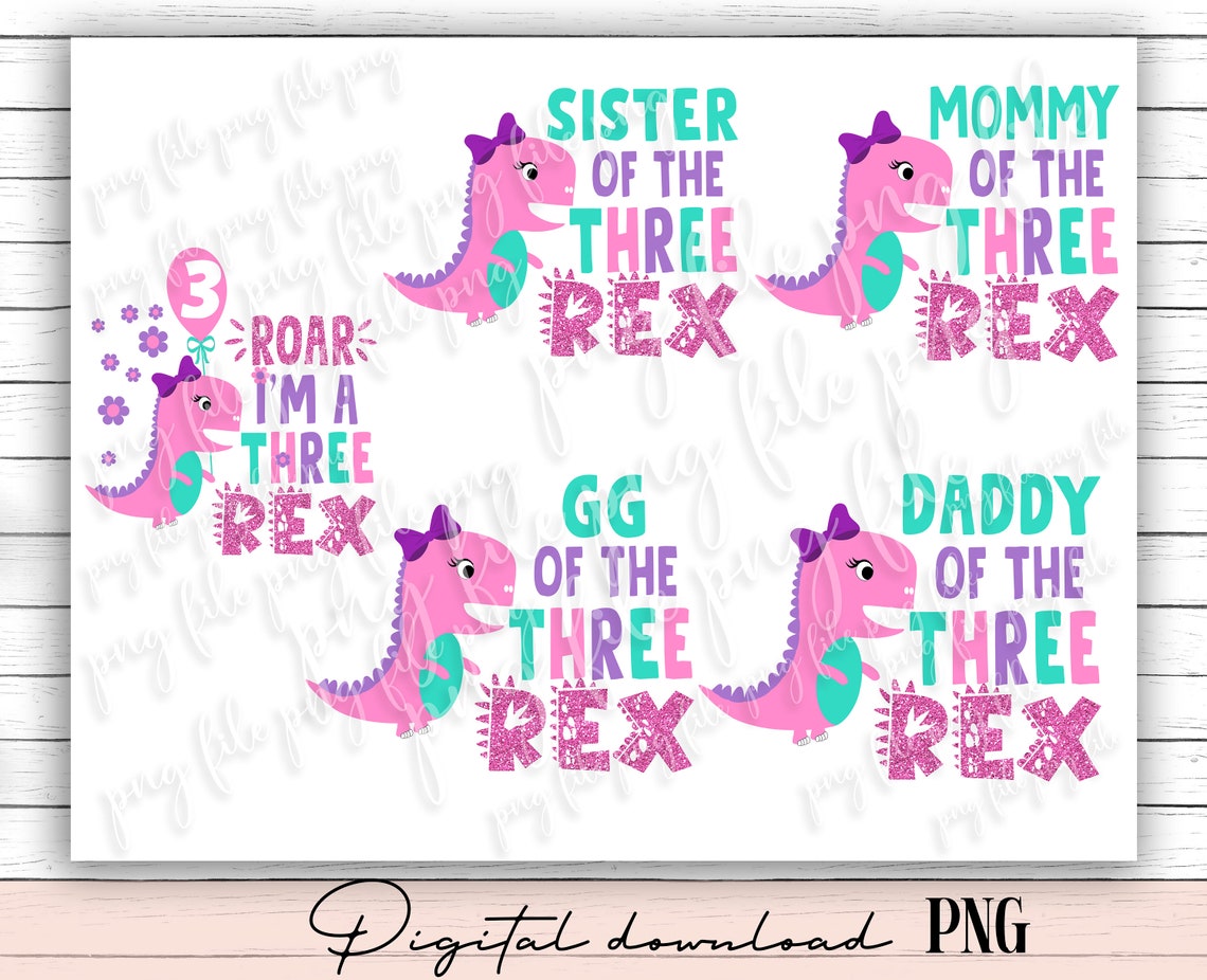 Family Saurus PNG Bundle: Three Rex Design (digital Download) - Etsy