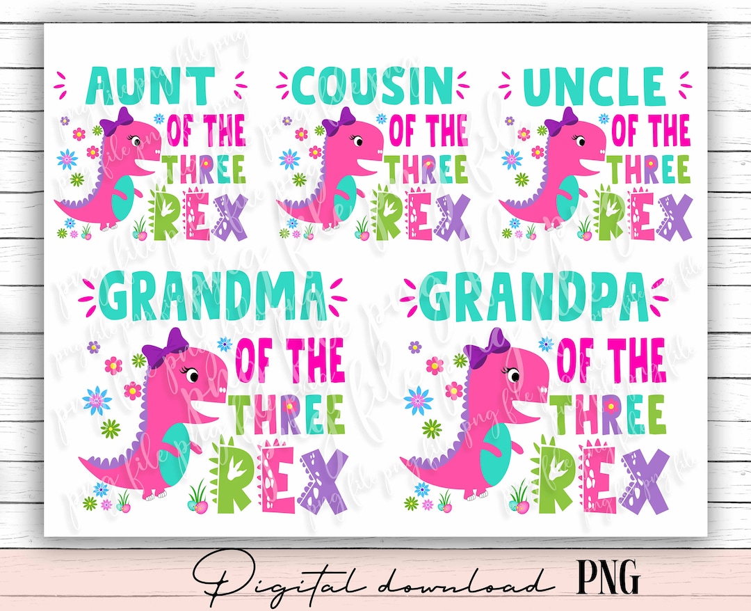 Family Saurus Bundle Png, THREE Rex Png, Dinosaur Family Png, Matching ...