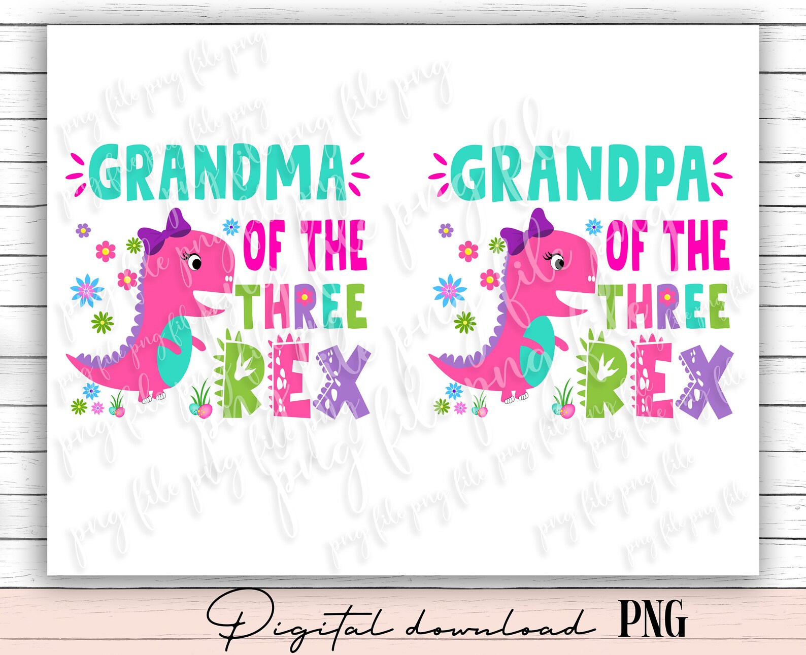 T-rex Saurus Bundle Png Grandpa and Grandma THREE Rex Png - Etsy