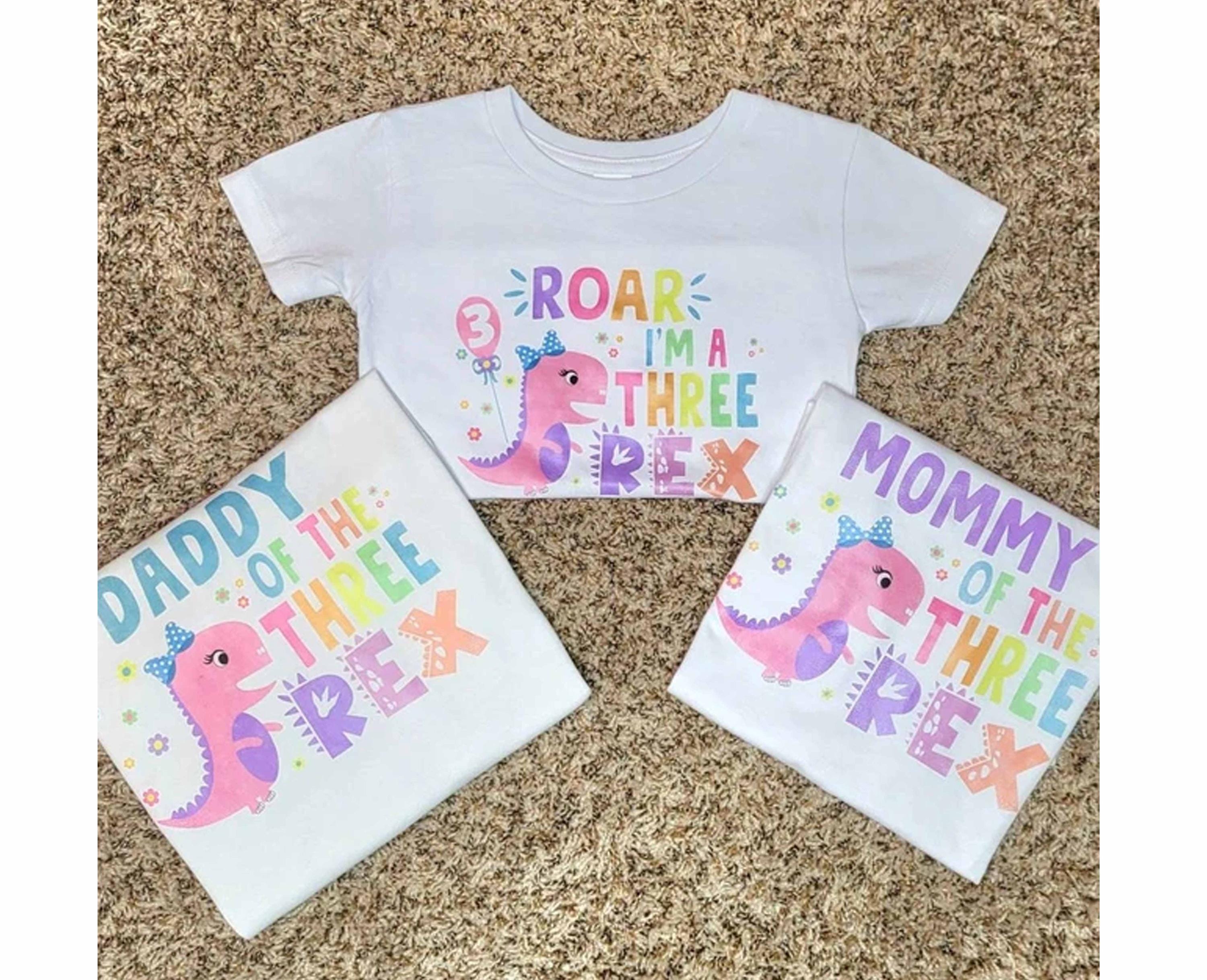 Girl Three Rex PNG: Dinosaur 3rd Birthday Design (digital Download) - Etsy