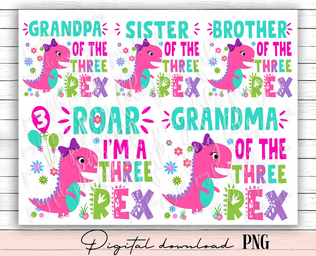 Family Saurus Bundle Png, THREE Rex Png, Dinosaur Family Png, Matching ...