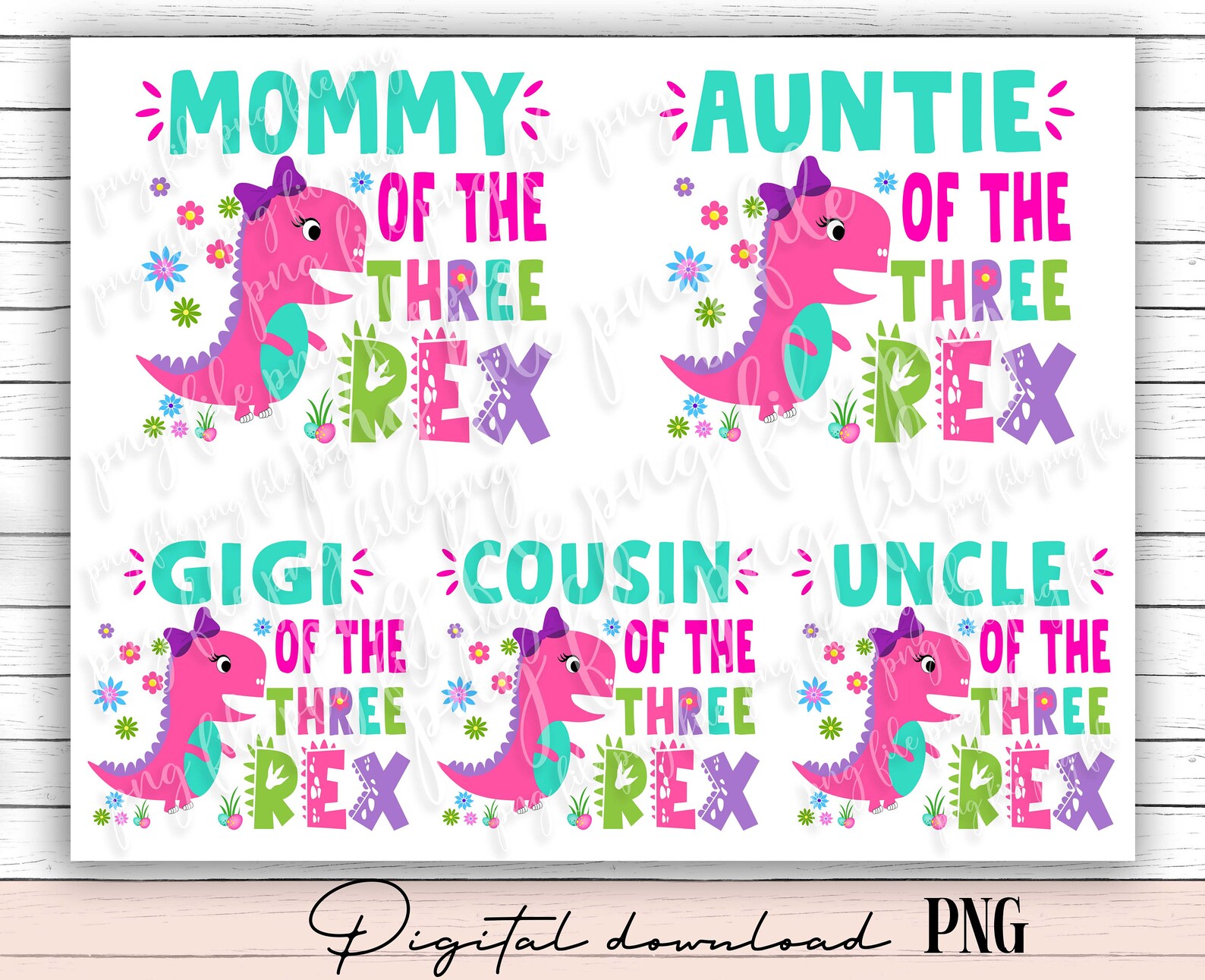 Family Saurus Bundle Png, Three Rex Png, Dinosaur Family Png, Matching ...