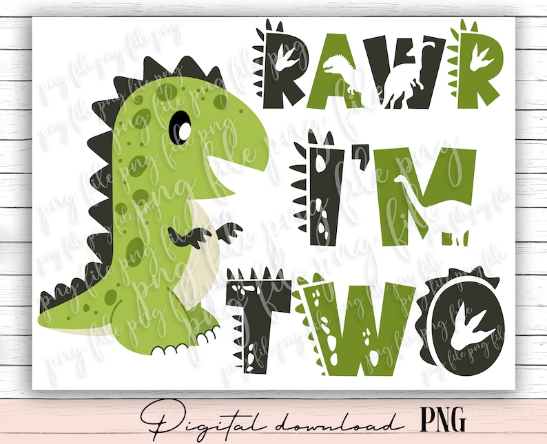 Two Asaurus Birthday PNG File TWO Rex Boy Birthday Boy T-rex - Etsy