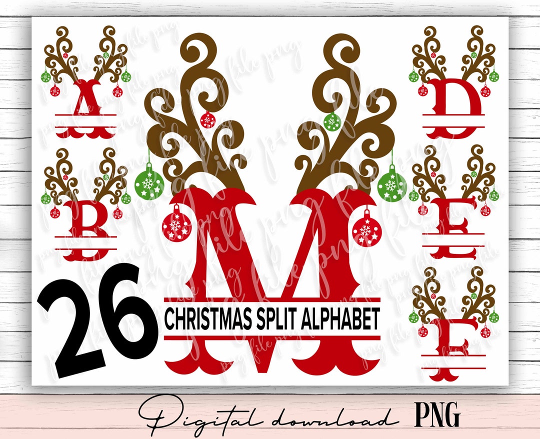 Christmas Split Letters PNG, Christmas Split Alphabet, Christmas ...