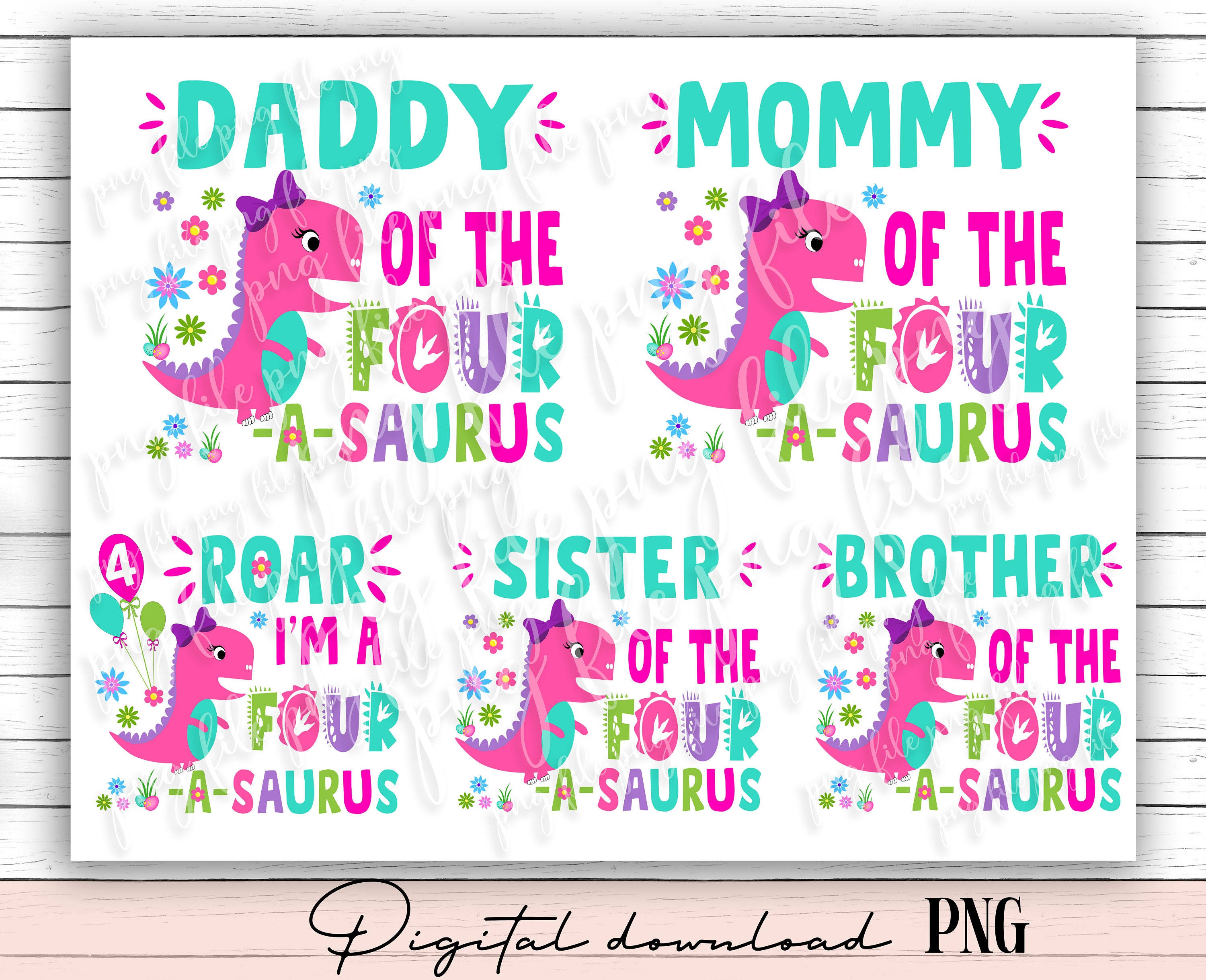 Family Saurus PNG Bundle: Matching Dinosaur Graphics (digital Download ...