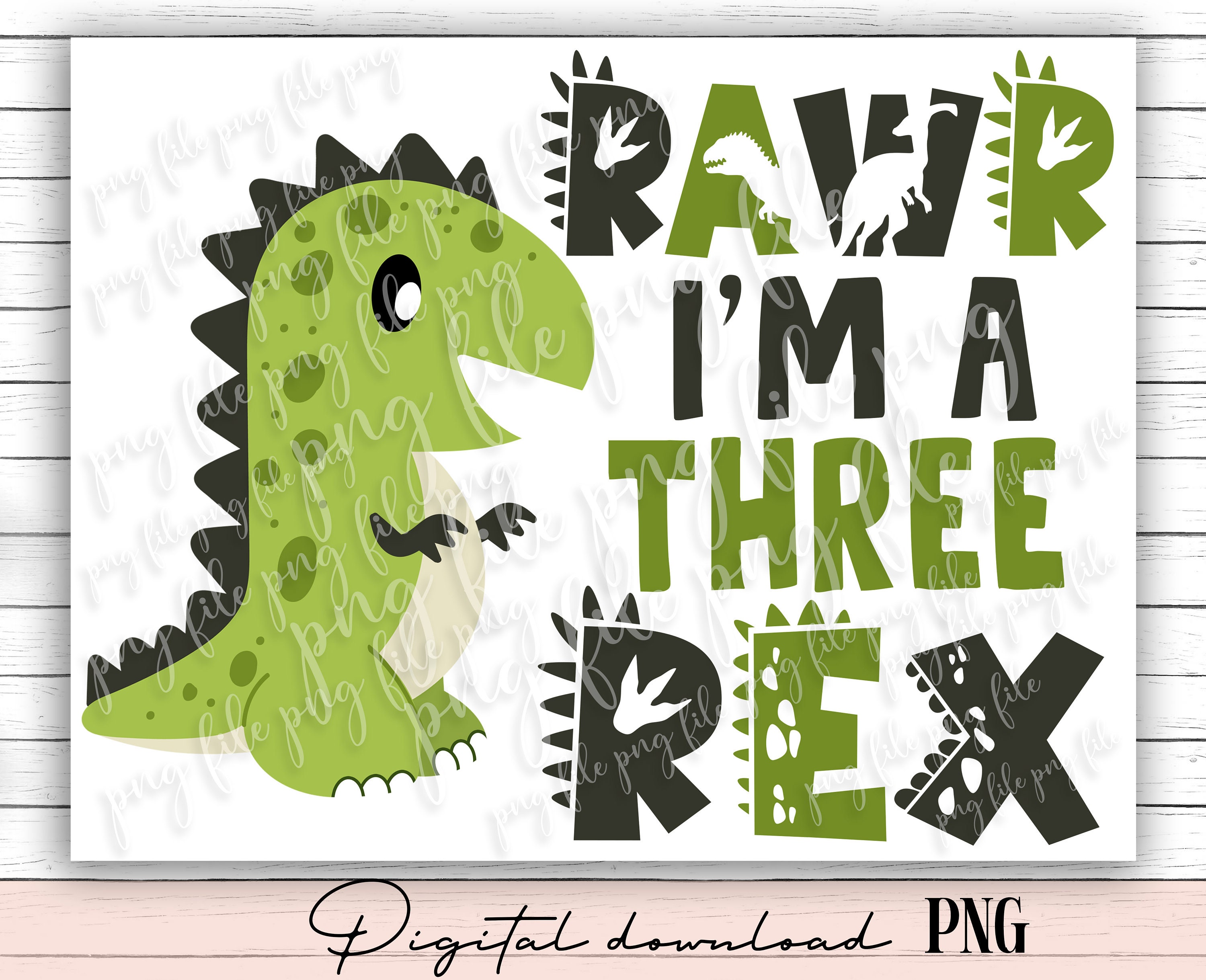 Boy Dinosaur PNG File Three Rex Boy Birthday Boy Three Rex - Etsy