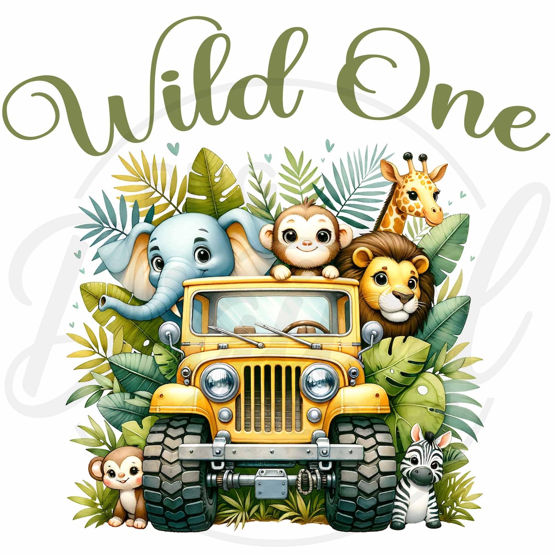 Wild One Birthday PNG Bundle: Safari Jungle Animals (instant Download ...