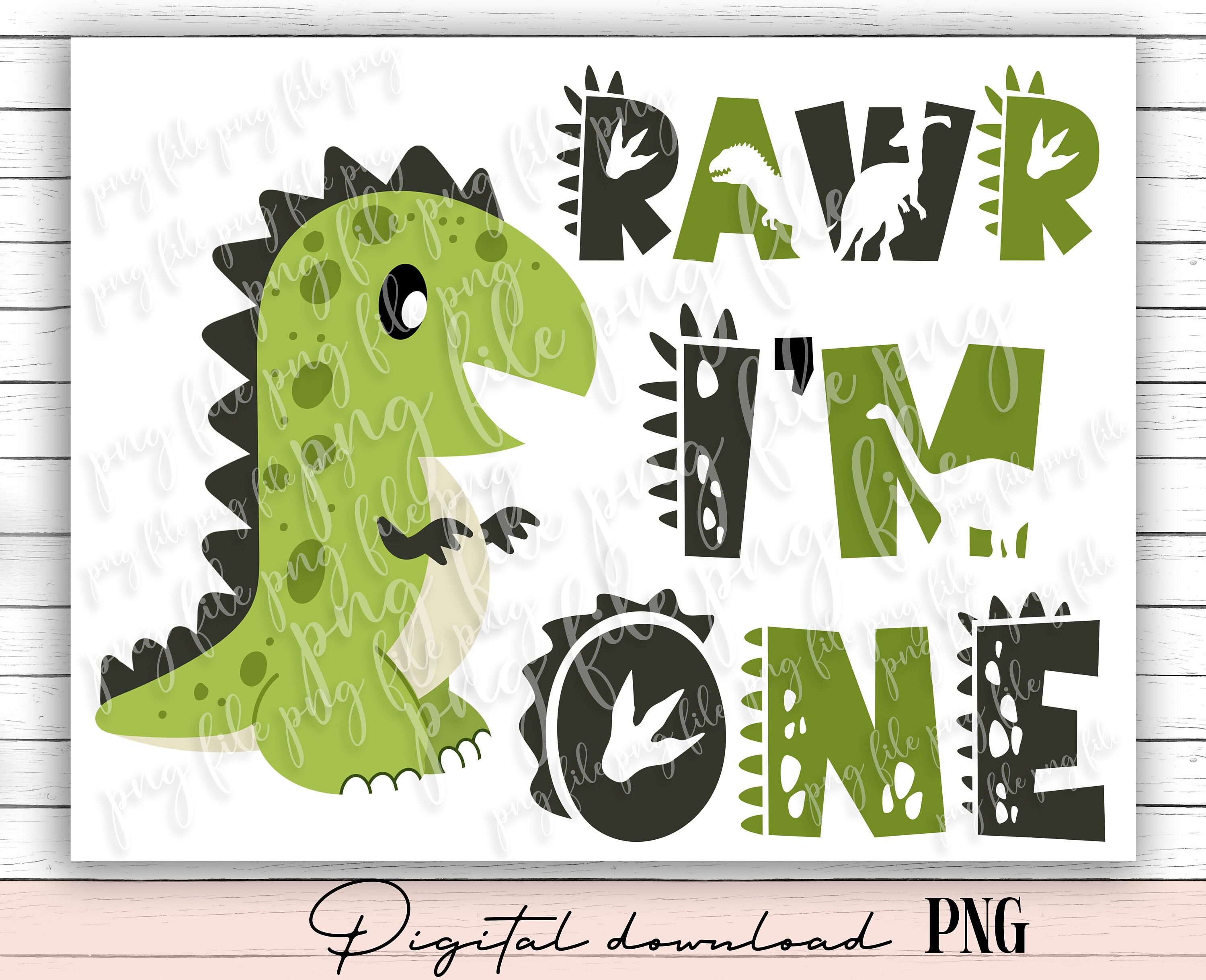 Rawr I'm One Dinosaur PNG File Oneasaurus Boy Birthday - Etsy