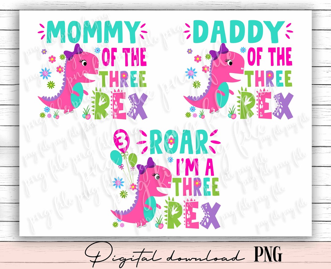 Family Saurus Bundle Png, THREE Rex Png, Dinosaur Family Png, Matching ...