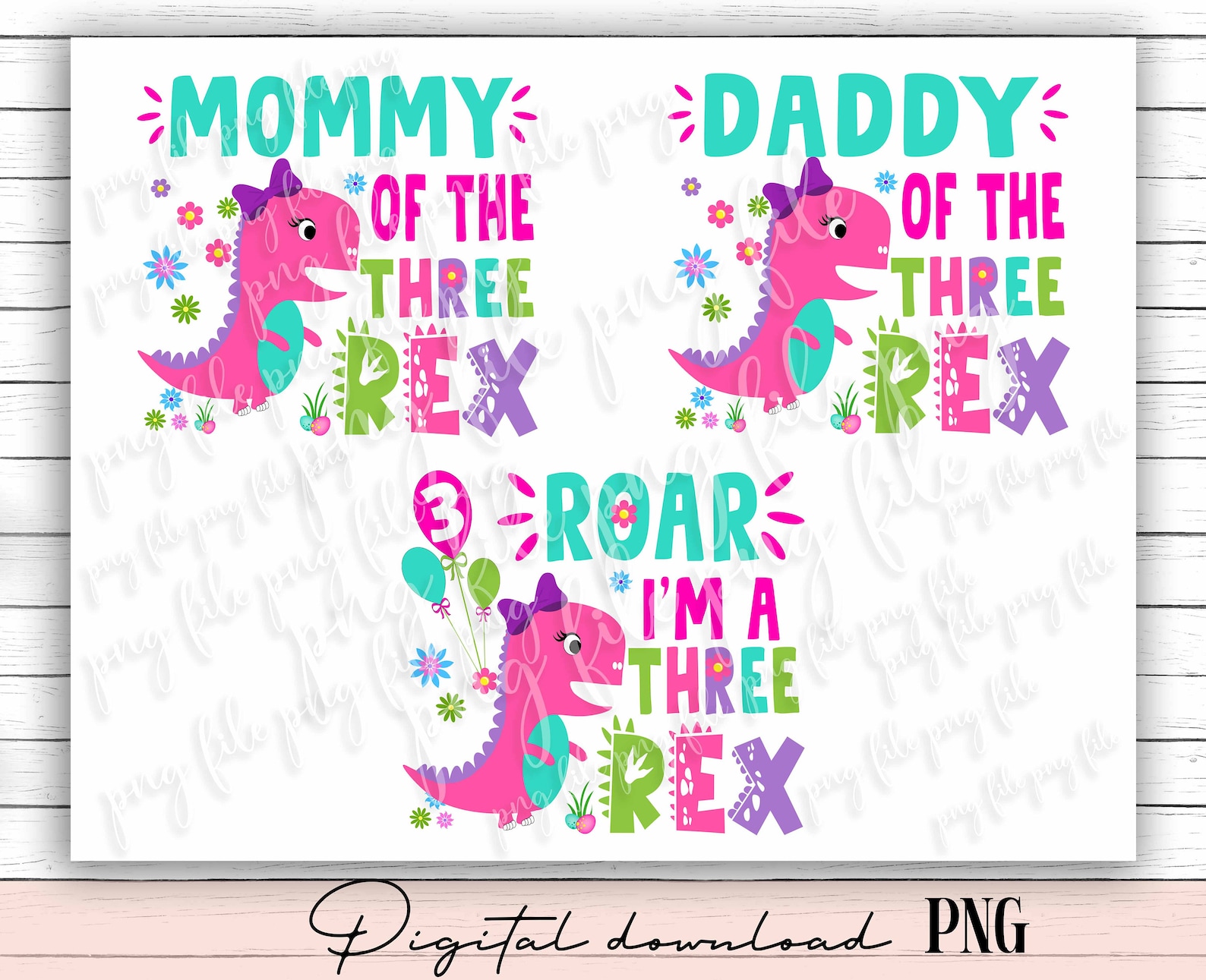 Family Saurus Bundle Png THREE Rex Png Dinosaur Family Png - Etsy