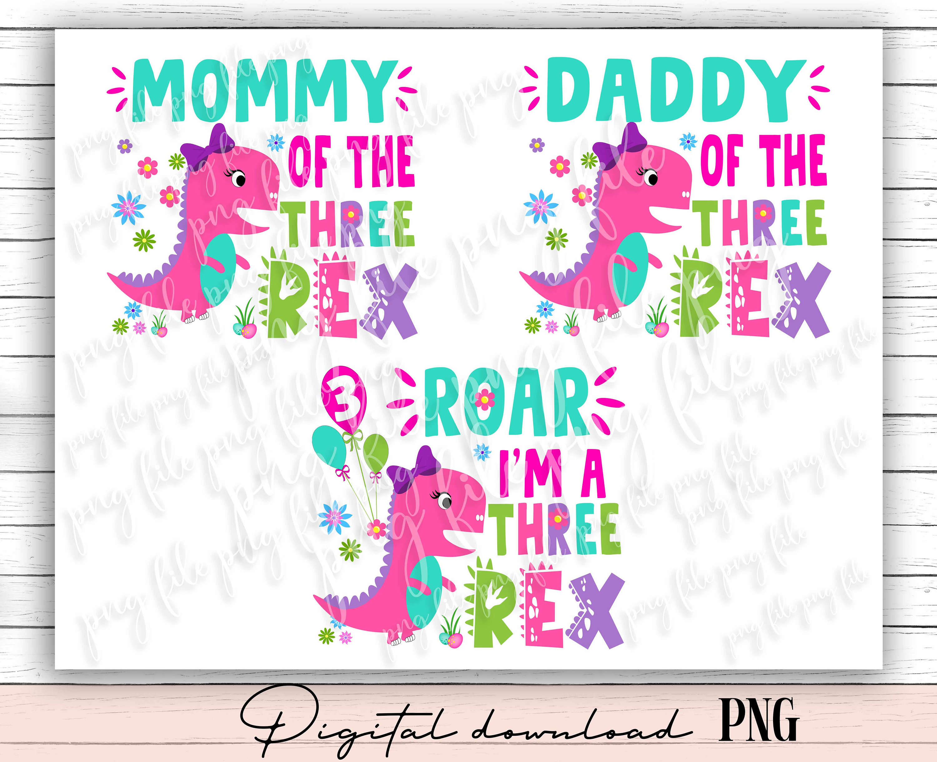 Family Saurus Bundle Png THREE Rex Png Dinosaur Family Png - Etsy