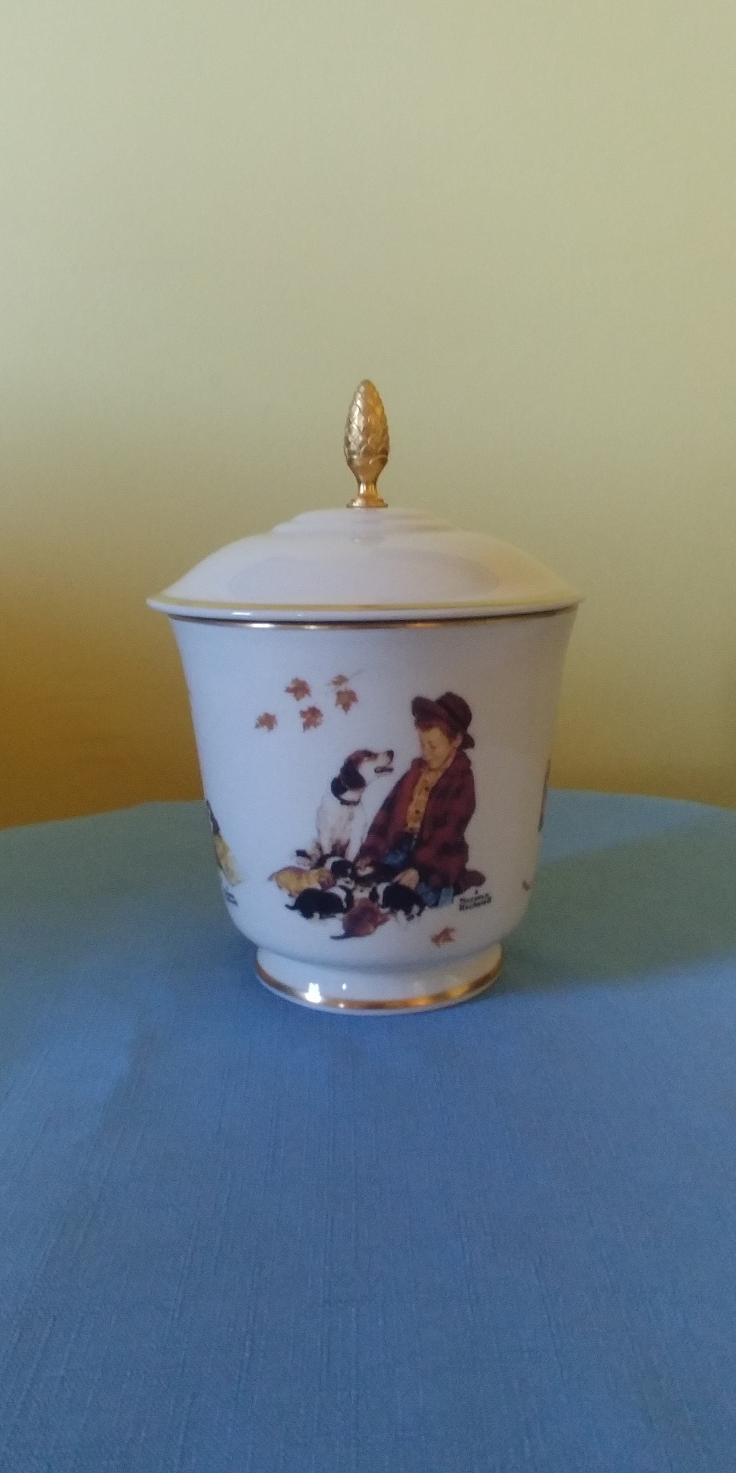 Vintage China Cachepot Featuring Norman Rockwell Paintings From "a Boy ...