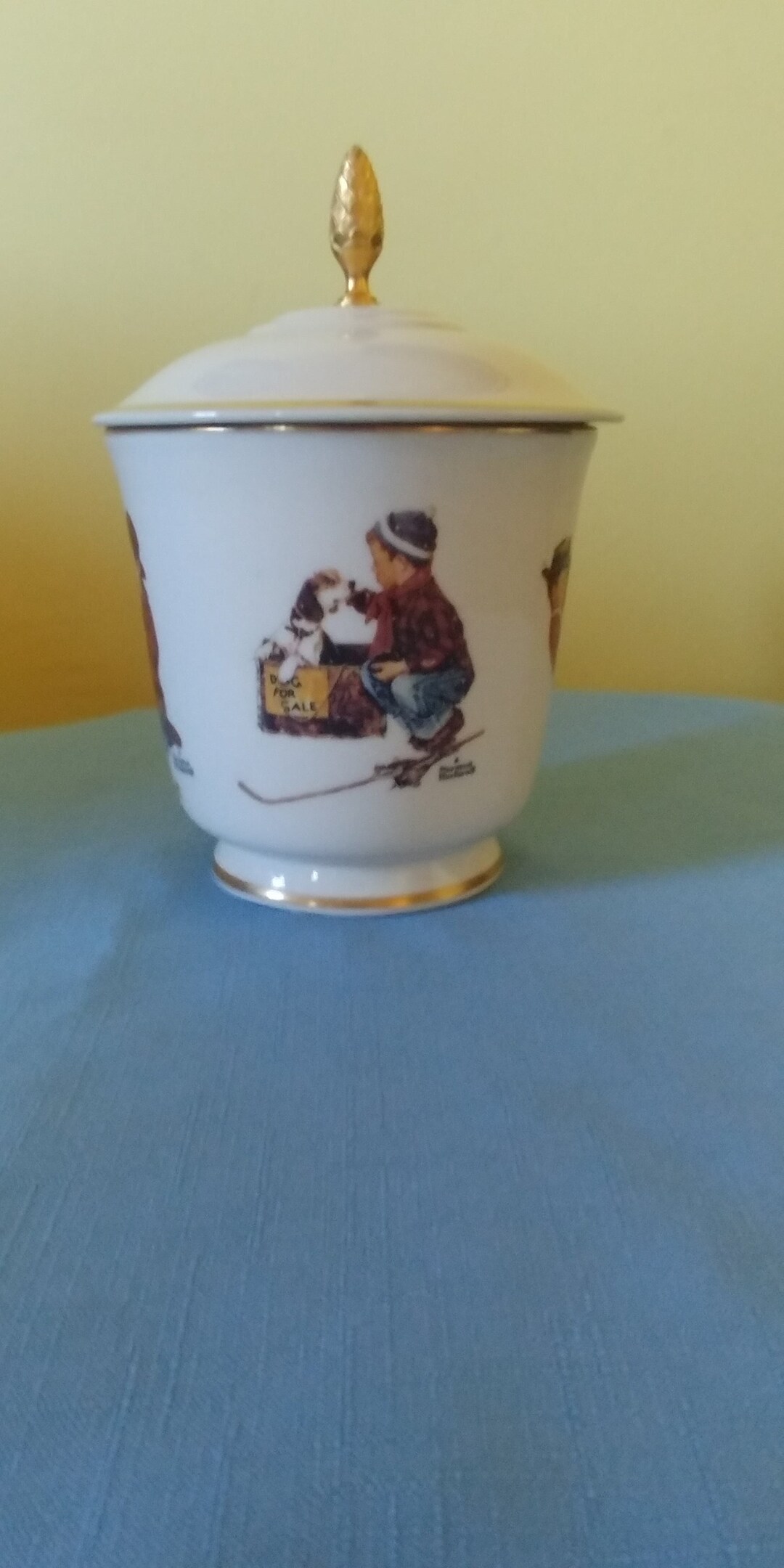 Vintage China Cachepot Featuring Norman Rockwell Paintings From "a Boy ...