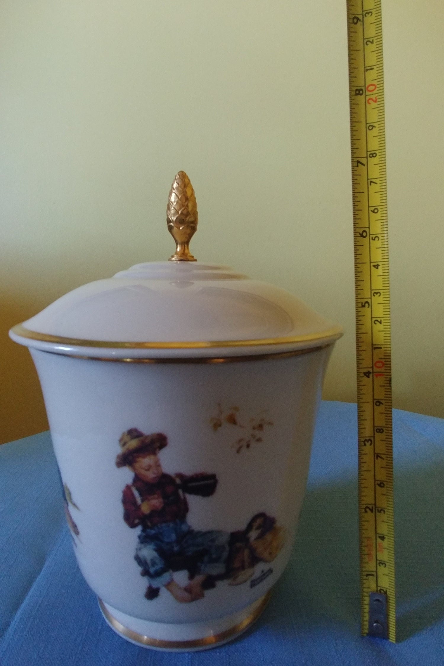 Vintage China Cachepot Featuring Norman Rockwell Paintings From "a Boy ...