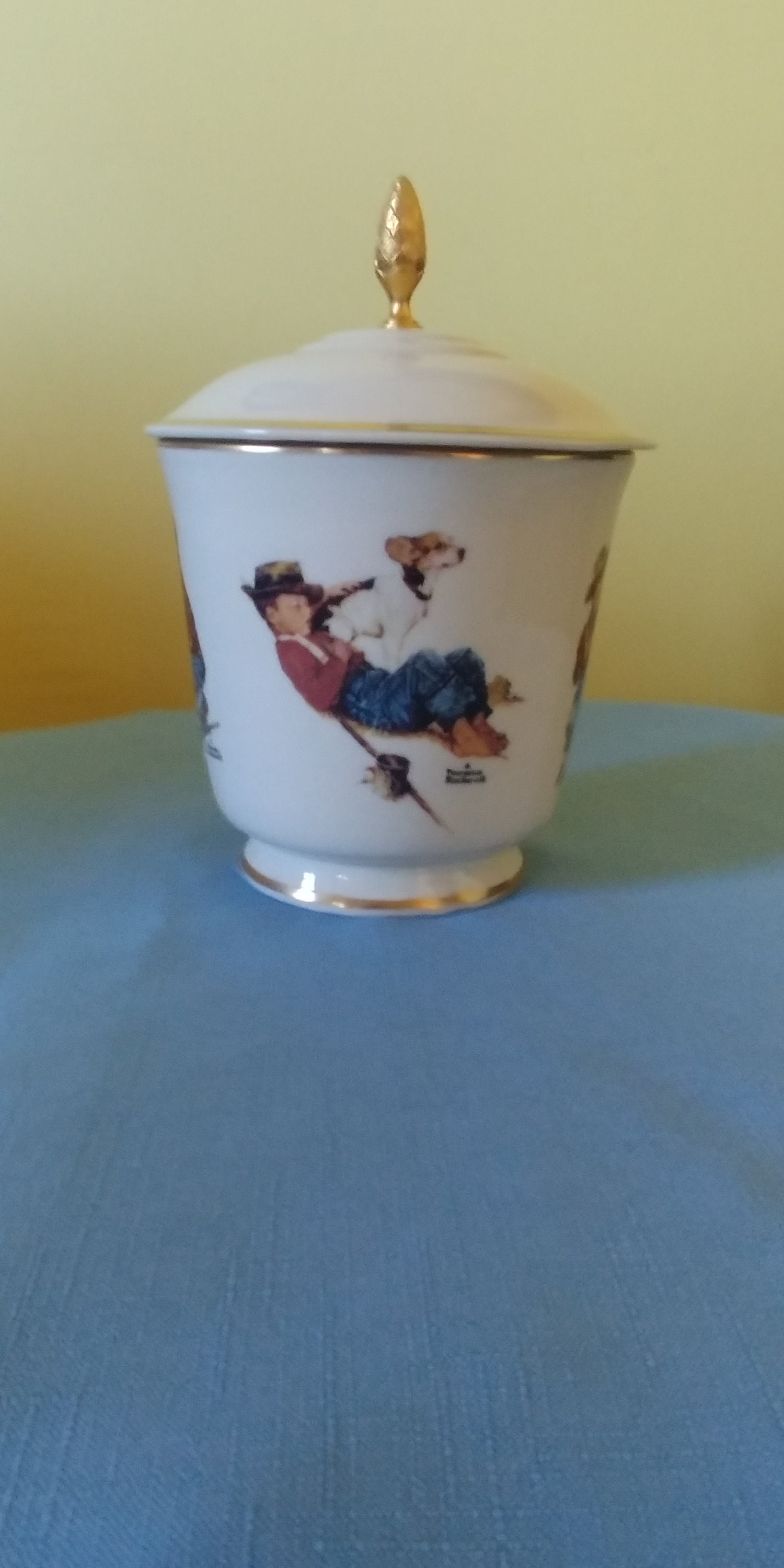 Vintage China Cachepot Featuring Norman Rockwell Paintings From "a Boy ...