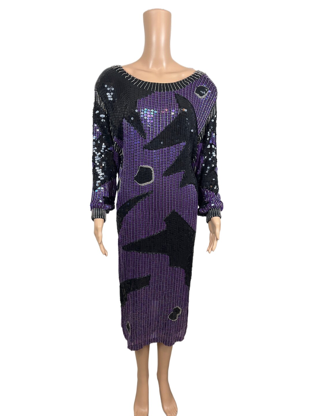 Vintage Metamorphosis Purple and Black Sequin/beaded Cocktail/ Evening ...