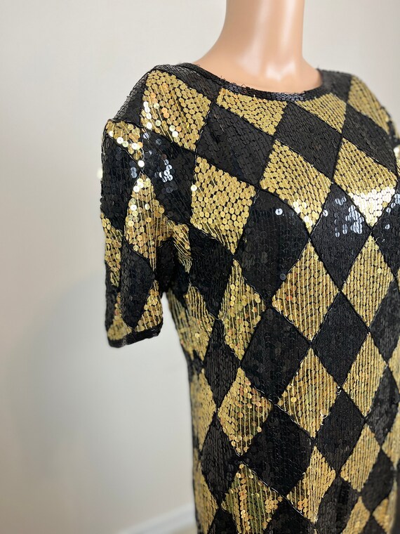 Vintage 80's Checkered Diamond Sequin/Beaded Dress//J… - Gem
