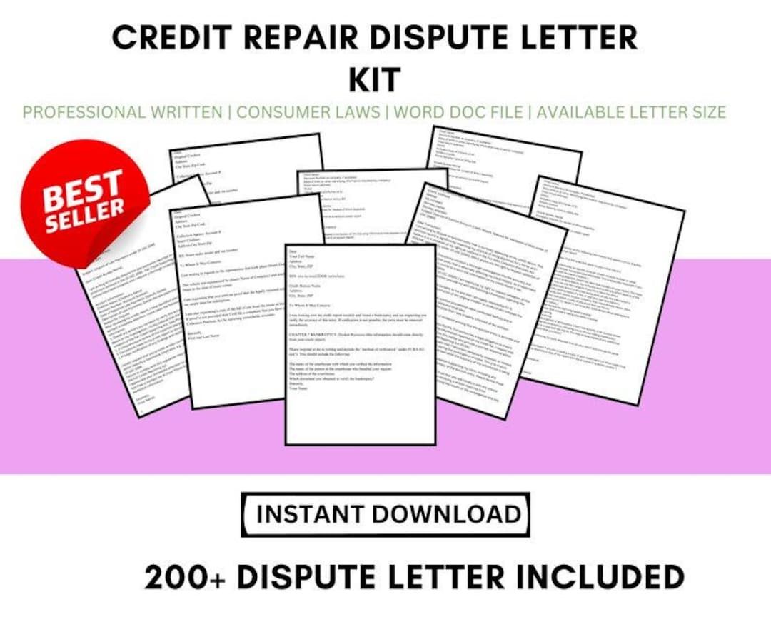 Bankruptcy Dispute Letters Kit Bankruptcy Dispute Credit Repair Letters ...