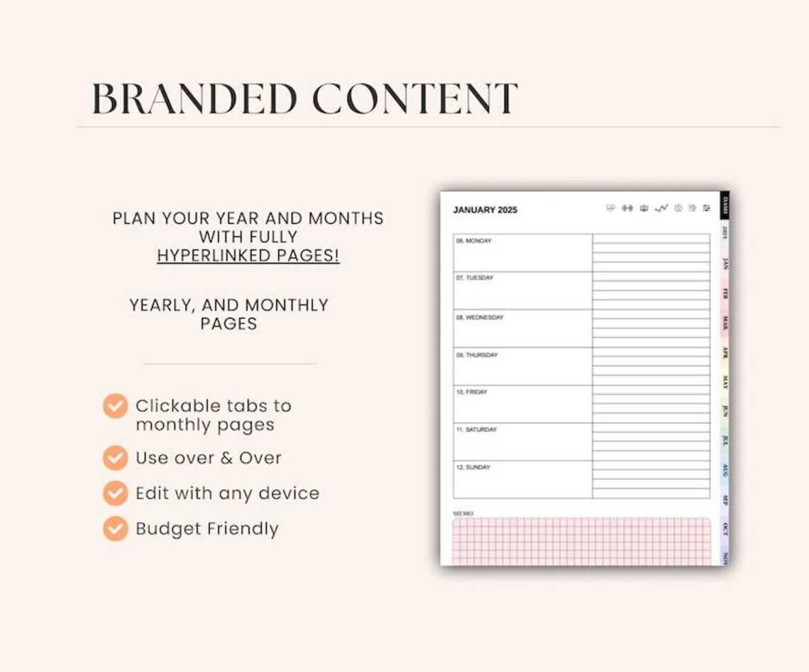 2025 - 2026 Digital Planner, Goodnotes Hyperlinked PLR MRR Digital ...