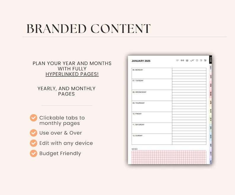 2025 - 2026 Digital Planner, Goodnotes Hyperlinked PLR MRR Digital ...