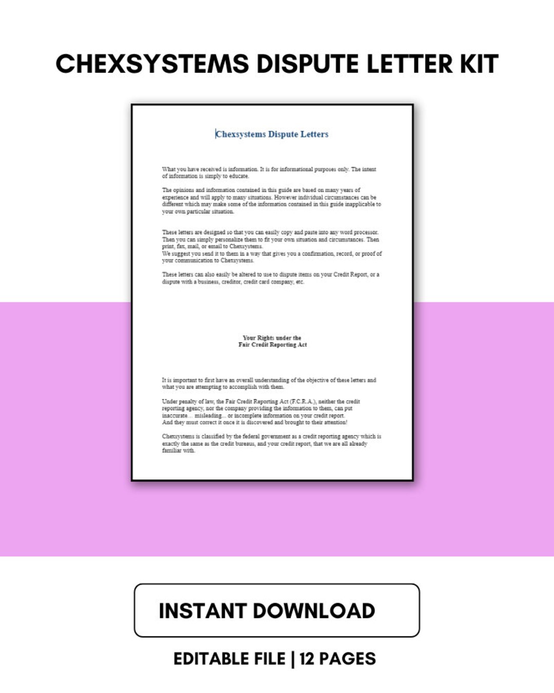 Chexsystems Dispute Letter Kit 3 Rounds of Letters Included Remove ...
