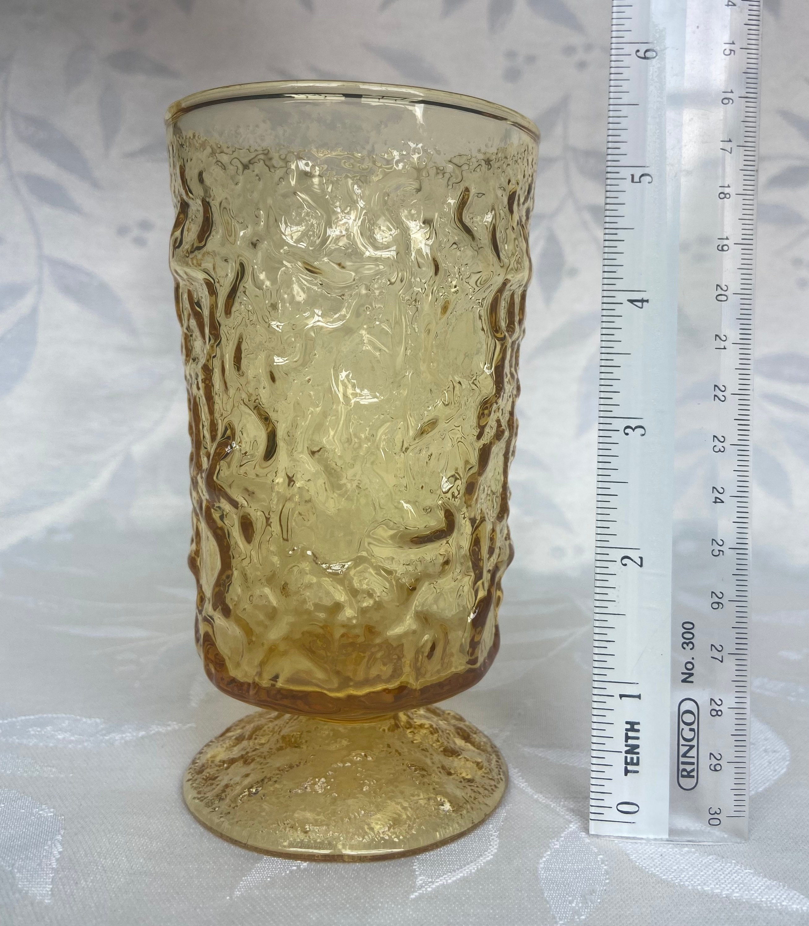 Amber Vintage Crinkle Water Glass Set 3 Anchor Lido Milano - Etsy