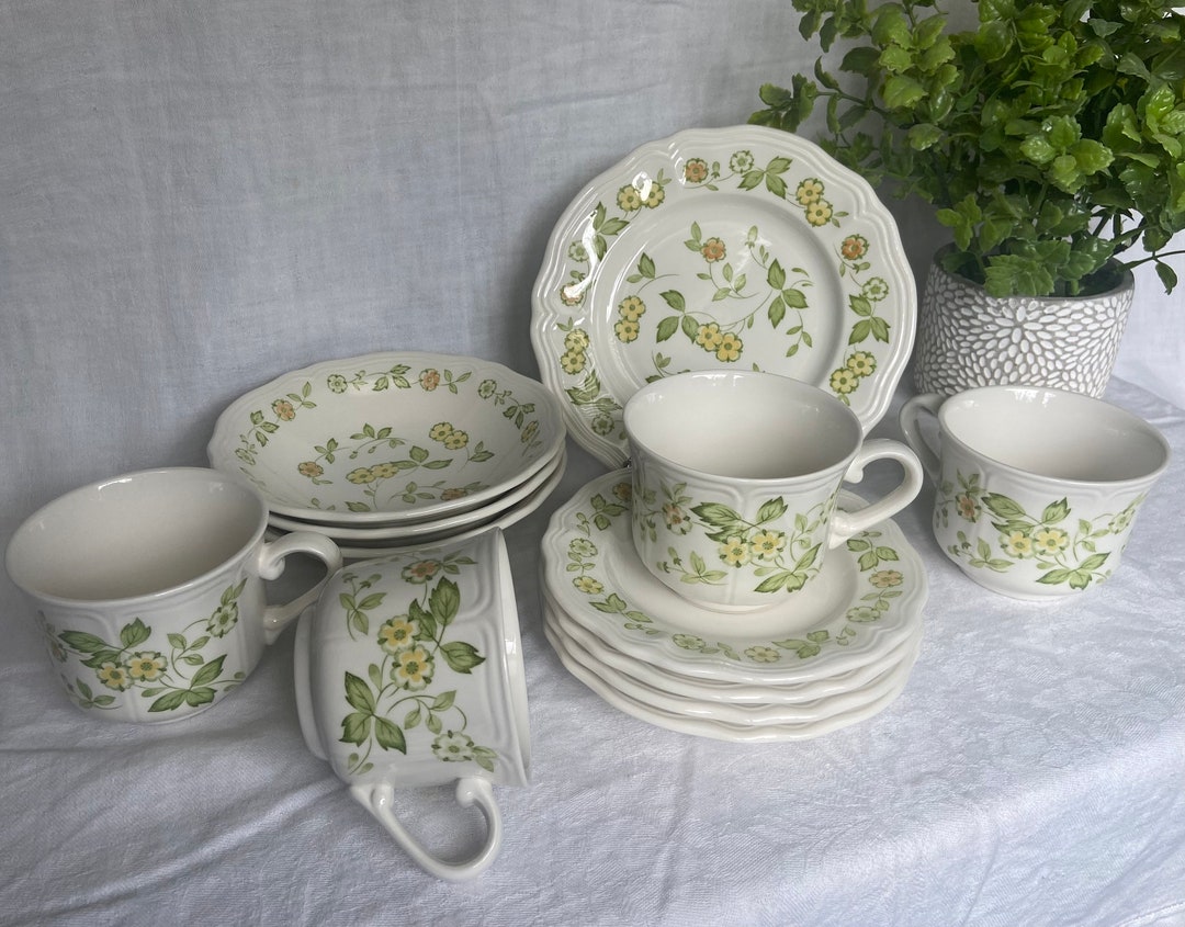Vintage Ironstone Petite Flora Dishes Yellow and Orange Green Flowers ...