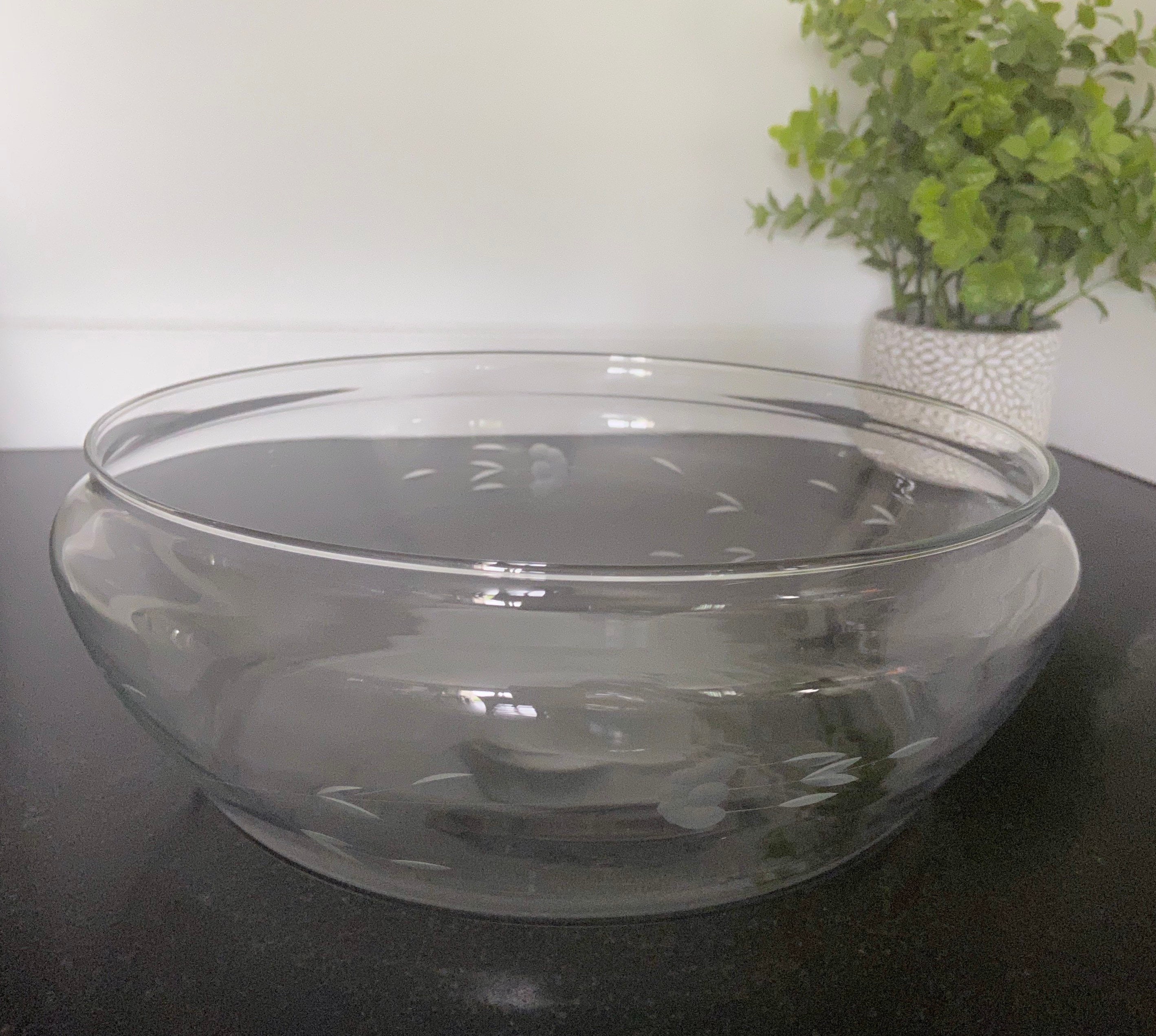 Vintage Princess House Heritage Large Etched Glass Serving Salad Bowl ...
