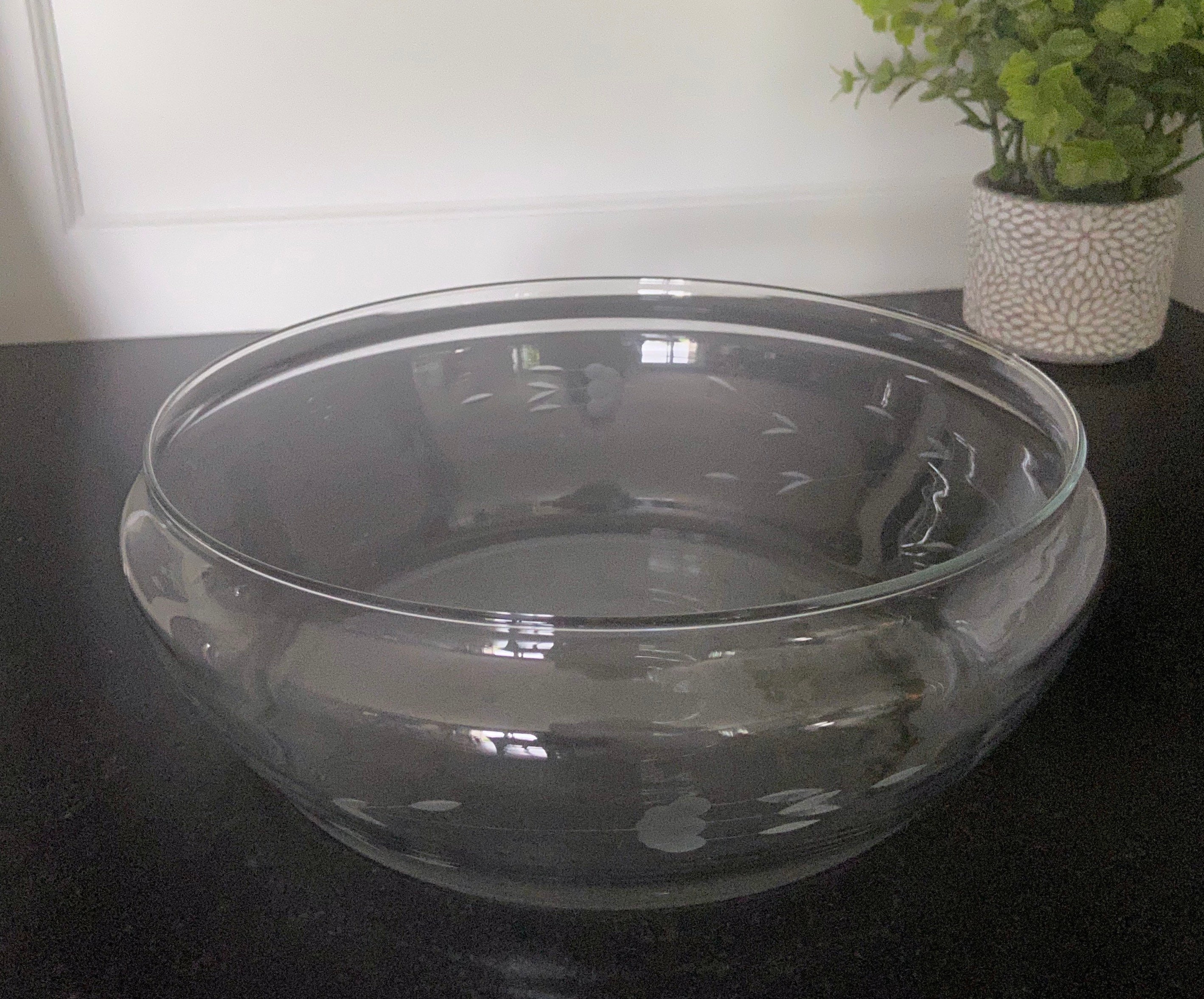 Vintage Princess House Heritage Large Etched Glass Serving Salad Bowl ...