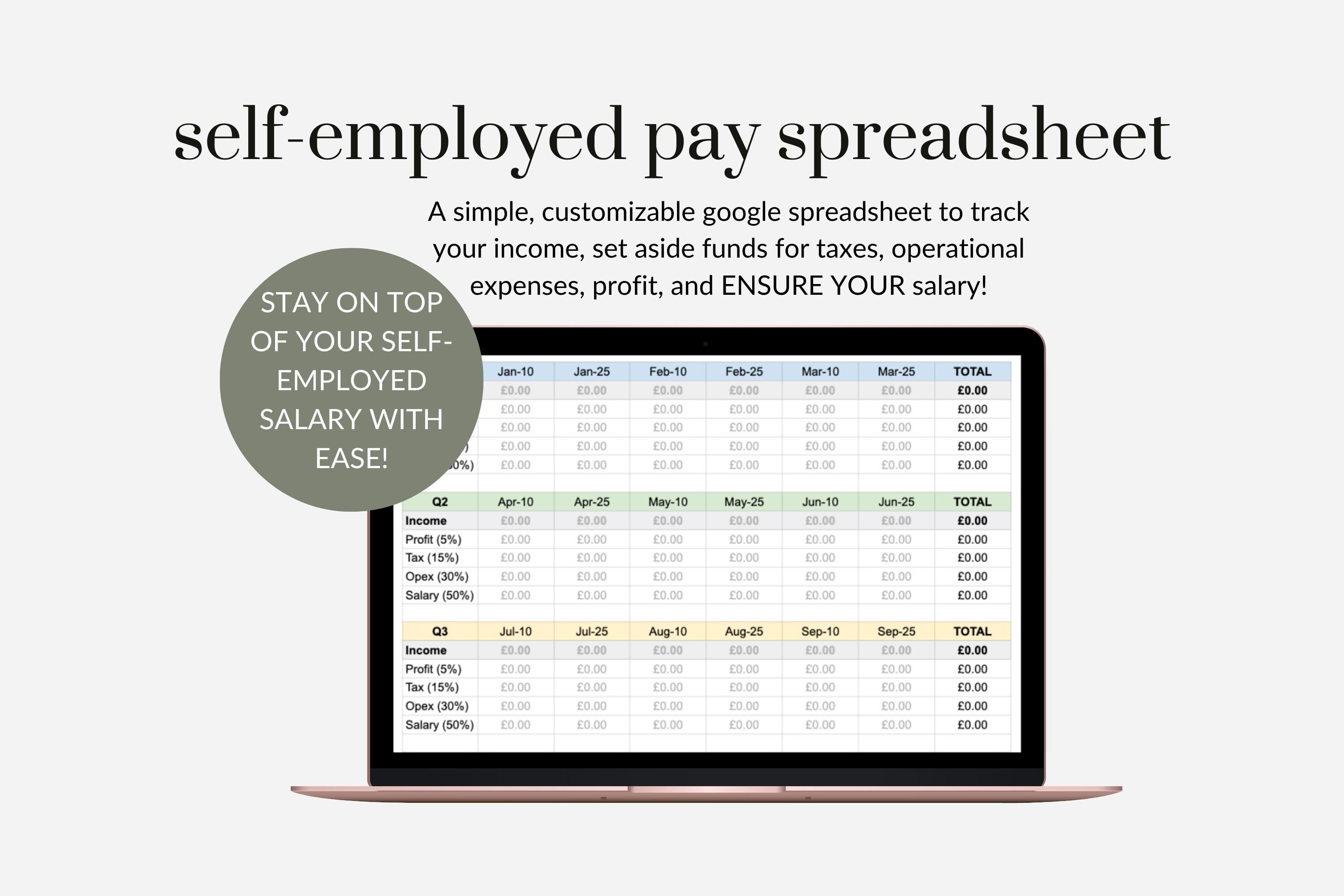 Profit First Payroll Planner - Self-employed Pay Spreadsheet Template ...