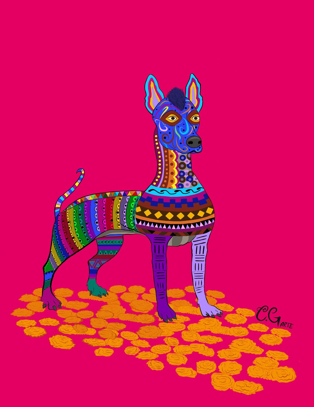Xoloitzcuintli Alebrije Print - Etsy