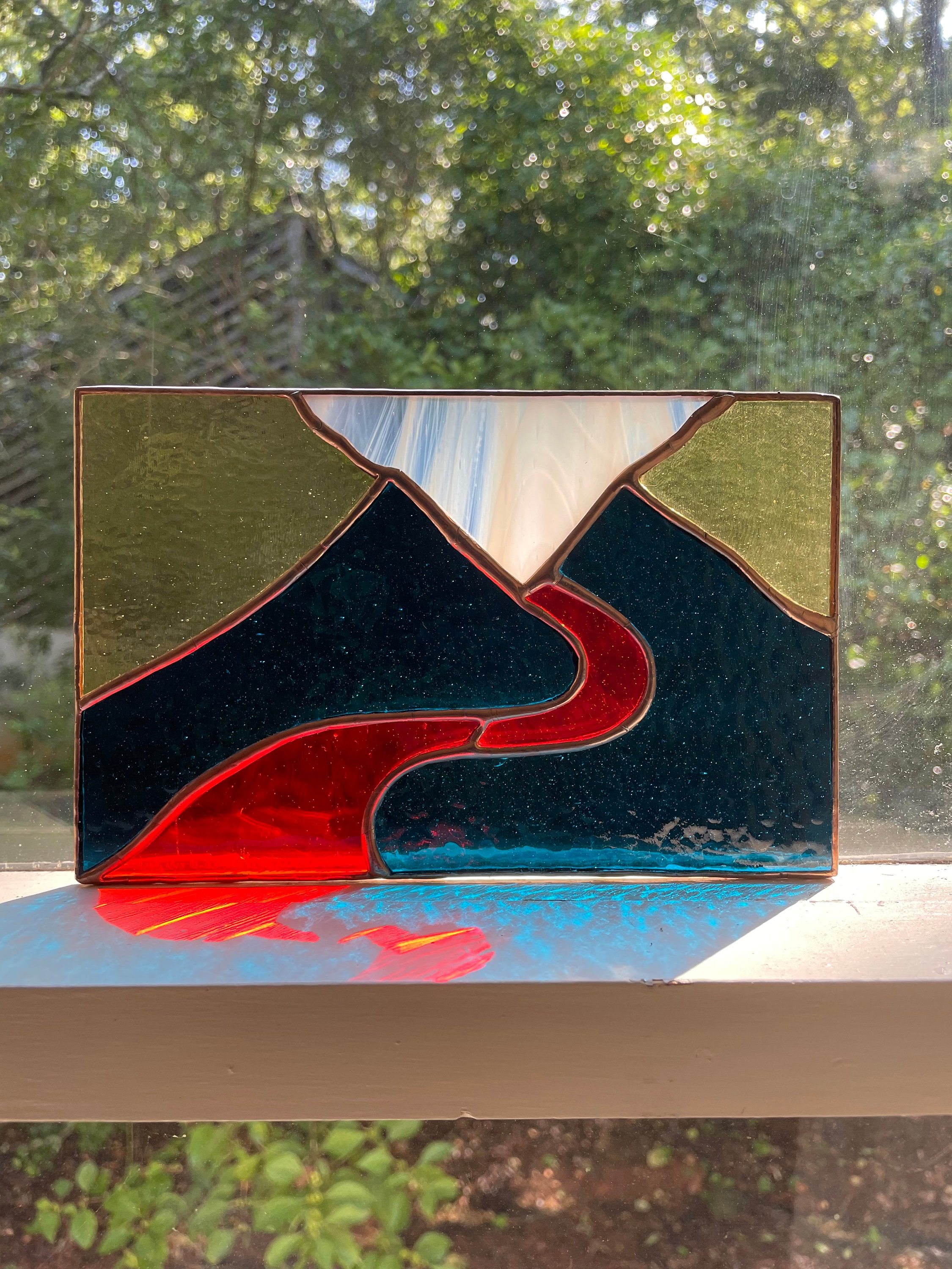 Stained Glass Volcano Suncatcher - Etsy