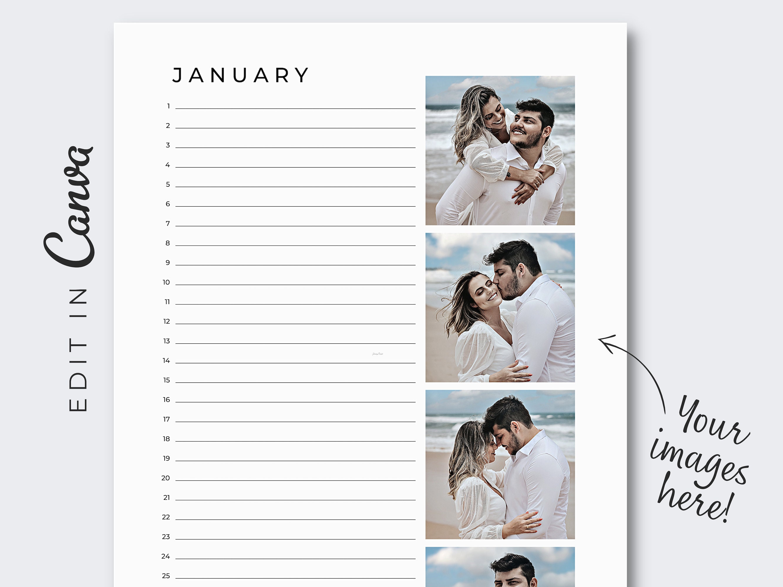 Perpetual Calendar Custom Photo Calendar Template Canva, Birthday ...