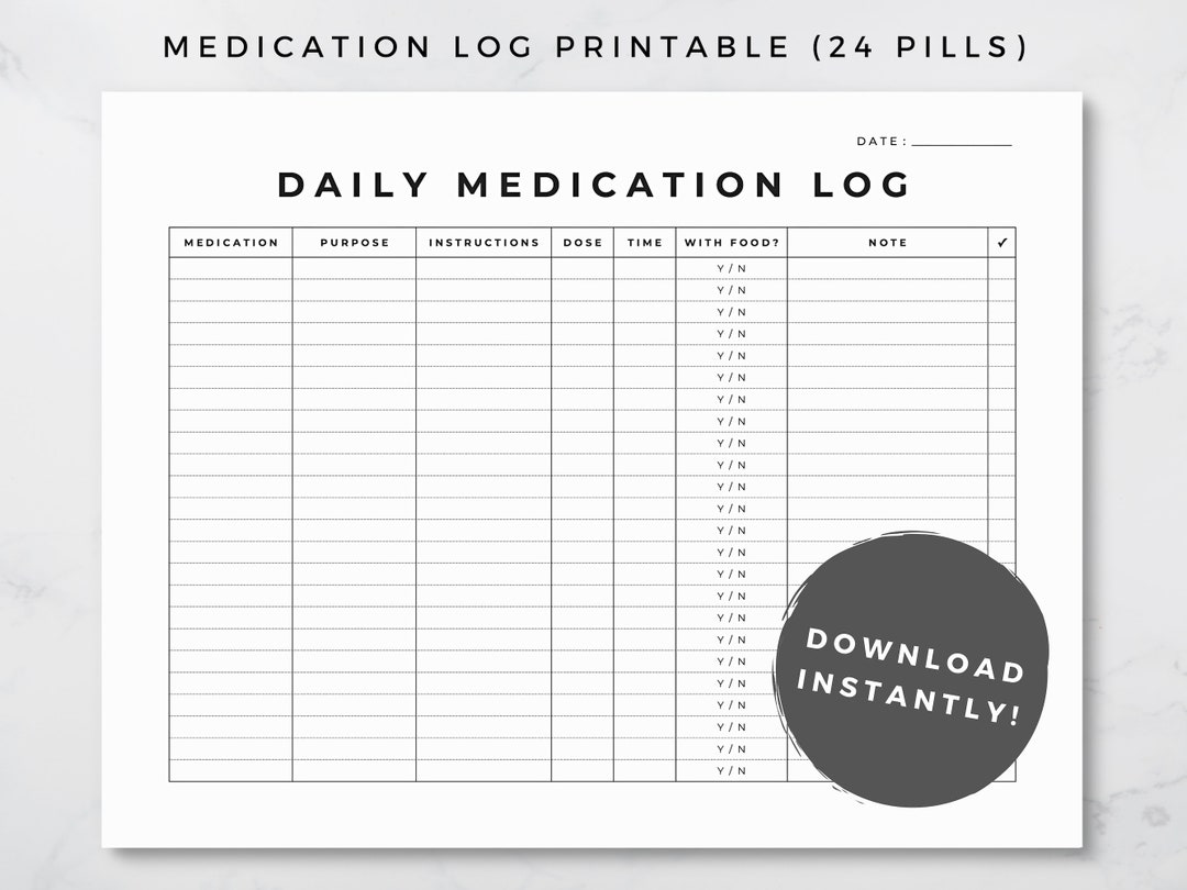 Daily Medication Log Printable, Medication Tracker Printable ...