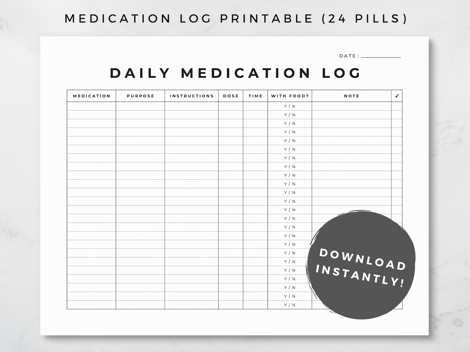 Daily Medication Log Printable, Medication Tracker Printable ...