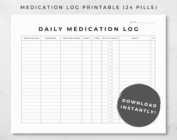 Daily Medication Log Printable, Medication Tracker Printable ...