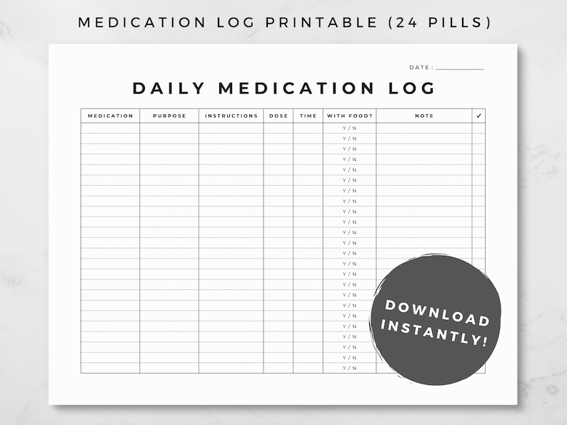 Daily Medication Log Printable, Medication Tracker Printable ...