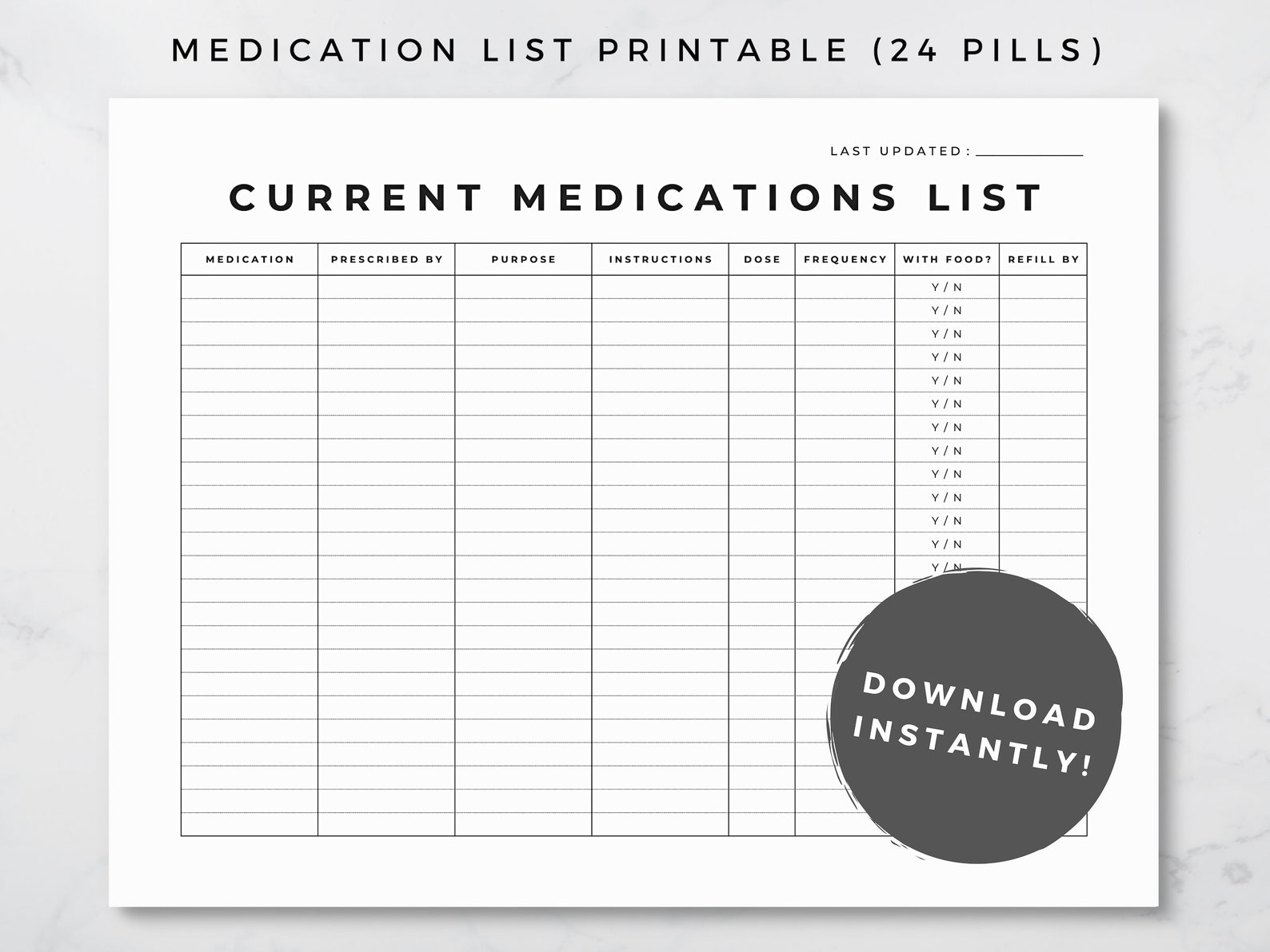 Medication List Printable, Medication Chart, Medication Sheet ...