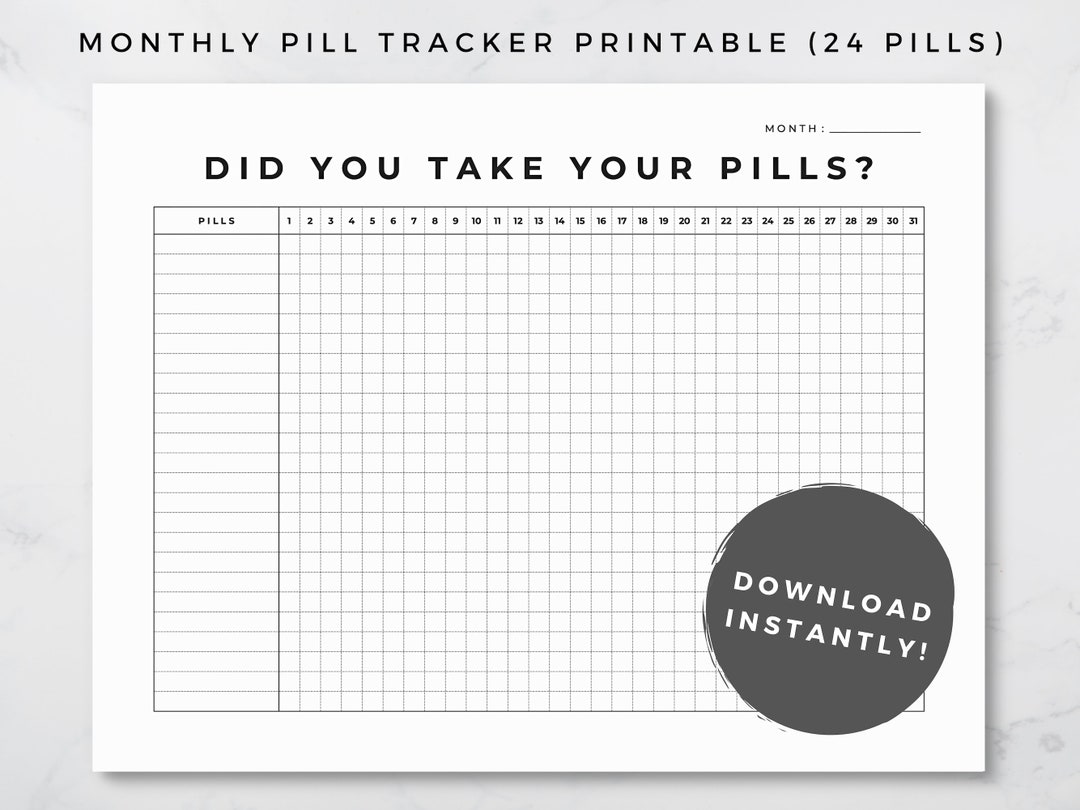 Printable Pill Tracker Medication List Medicine Tracker - Etsy