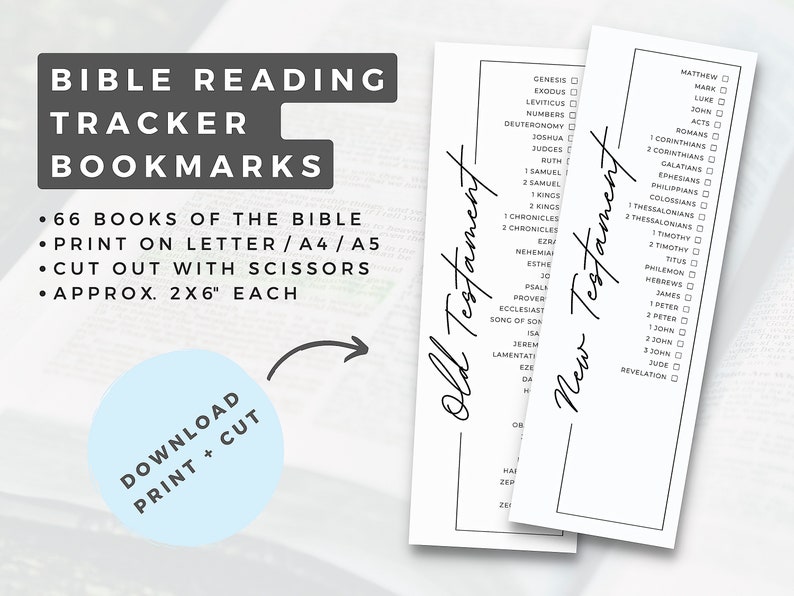 Bible Bookmark Set: Books of the Bible Reading Tracker Printable ...