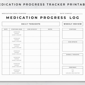 Medication Journal Printable Daily Medication Log With Symptom Tracker ...