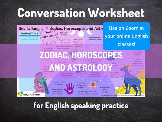 ZODIAC Conversation Worksheet for Online English / ESL - Etsy
